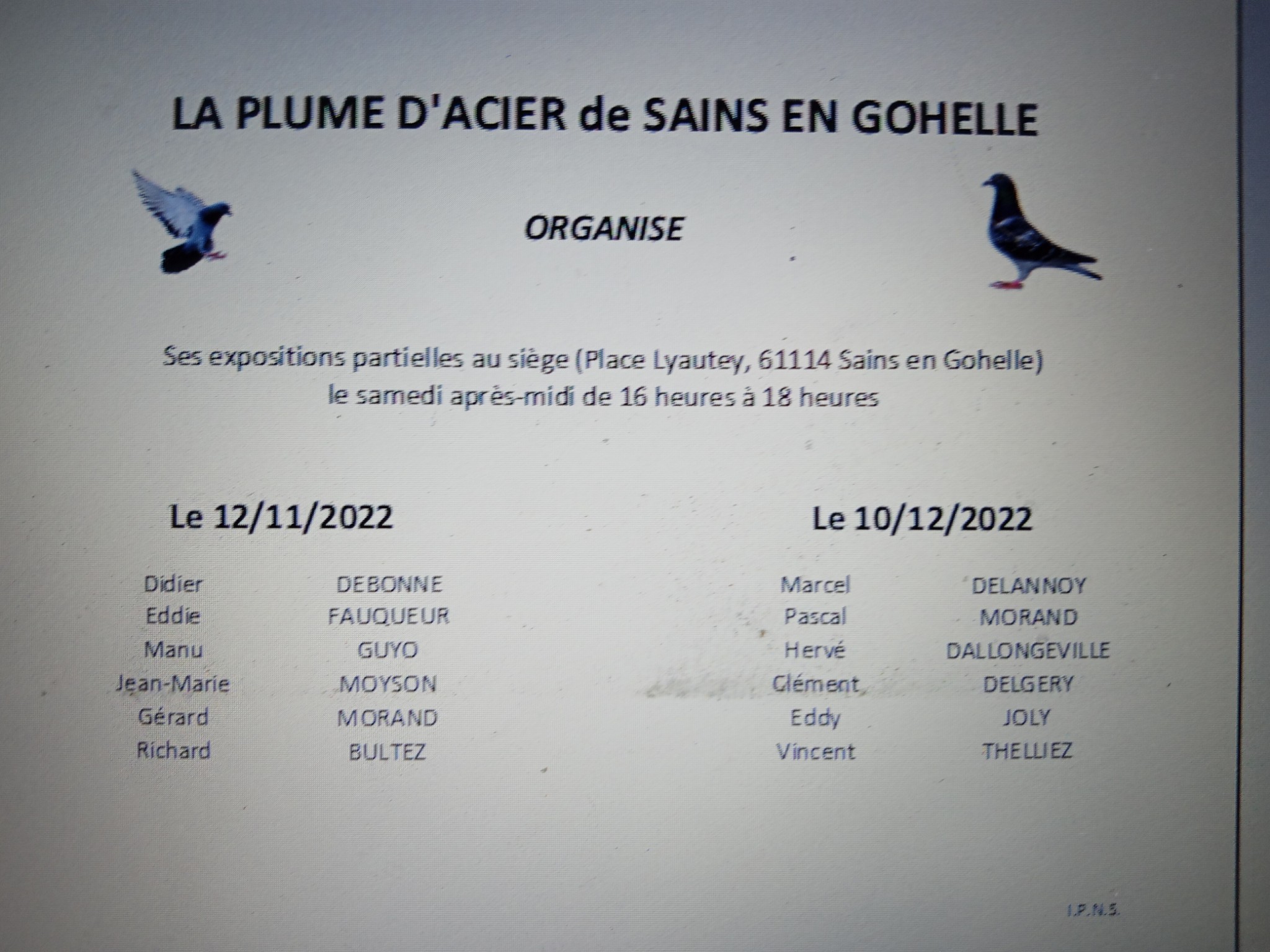 Les expositions 2022 / 2023 - Pigeon Master